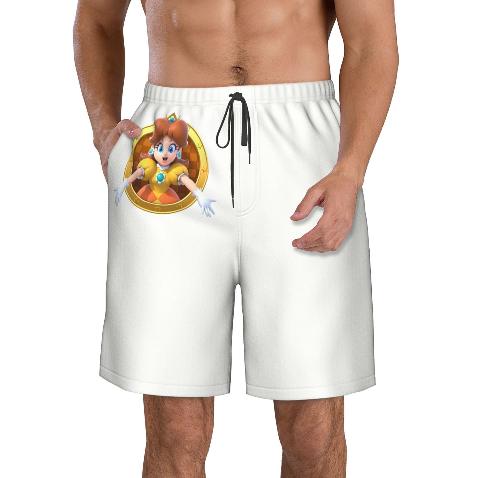 Mario Princess-Daisy Summer Beach Sign Mens Swim Trunks Quick Dry Board ...