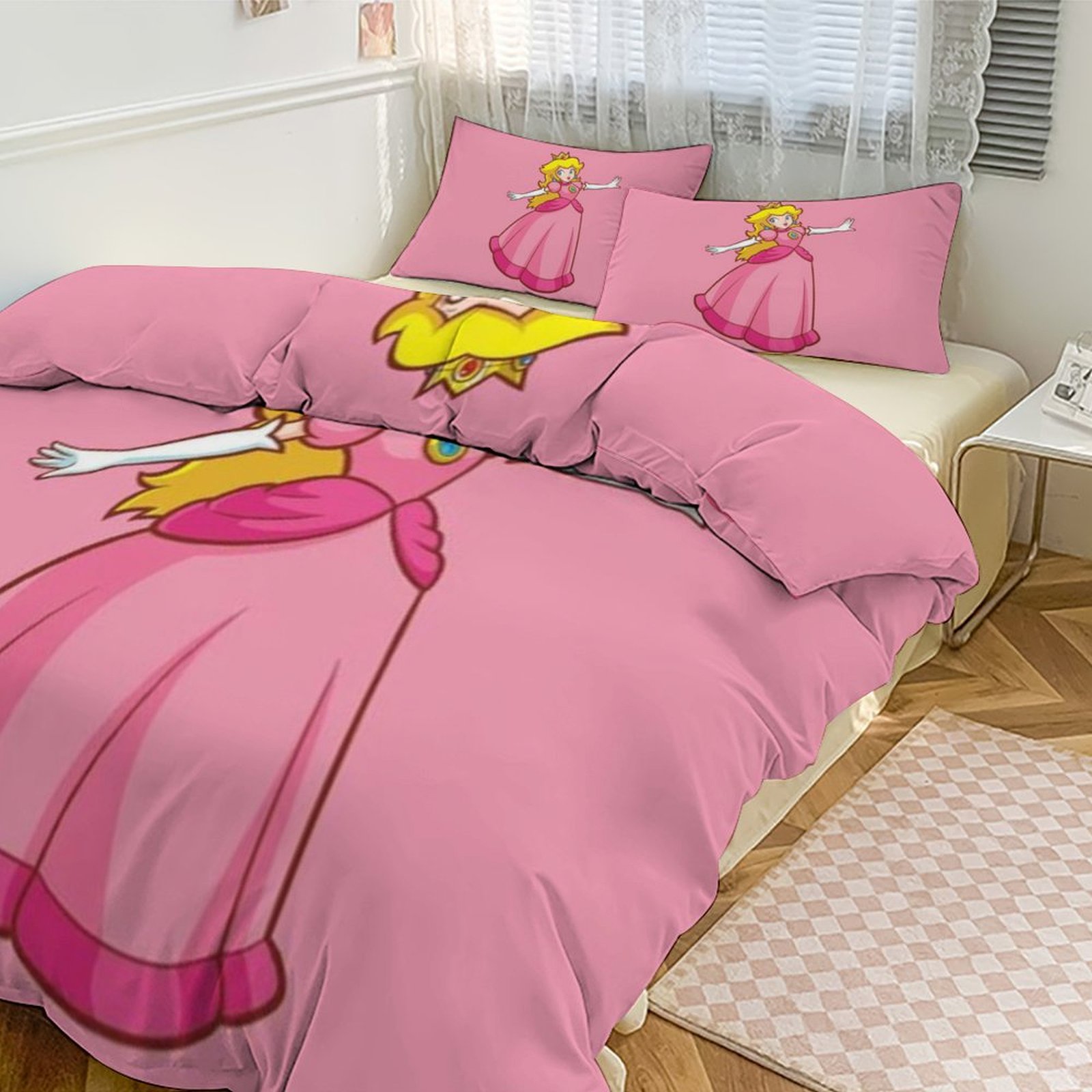 Mario Princess Peach 3 Pieces Bed Set Cute Bedding Sets All Seasons, 1 ...