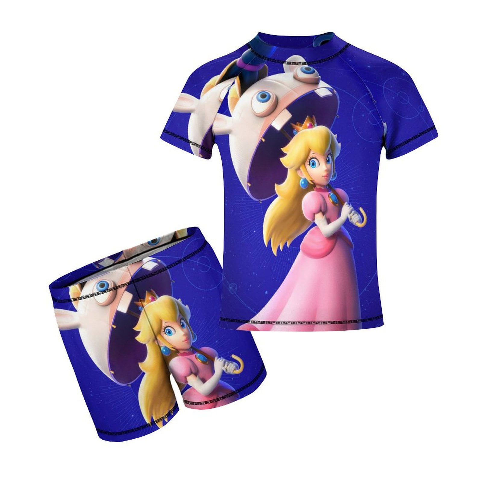 Mario Princess Peach Boys Two Piece Swimsuit Kids Swimwear Set Short ...