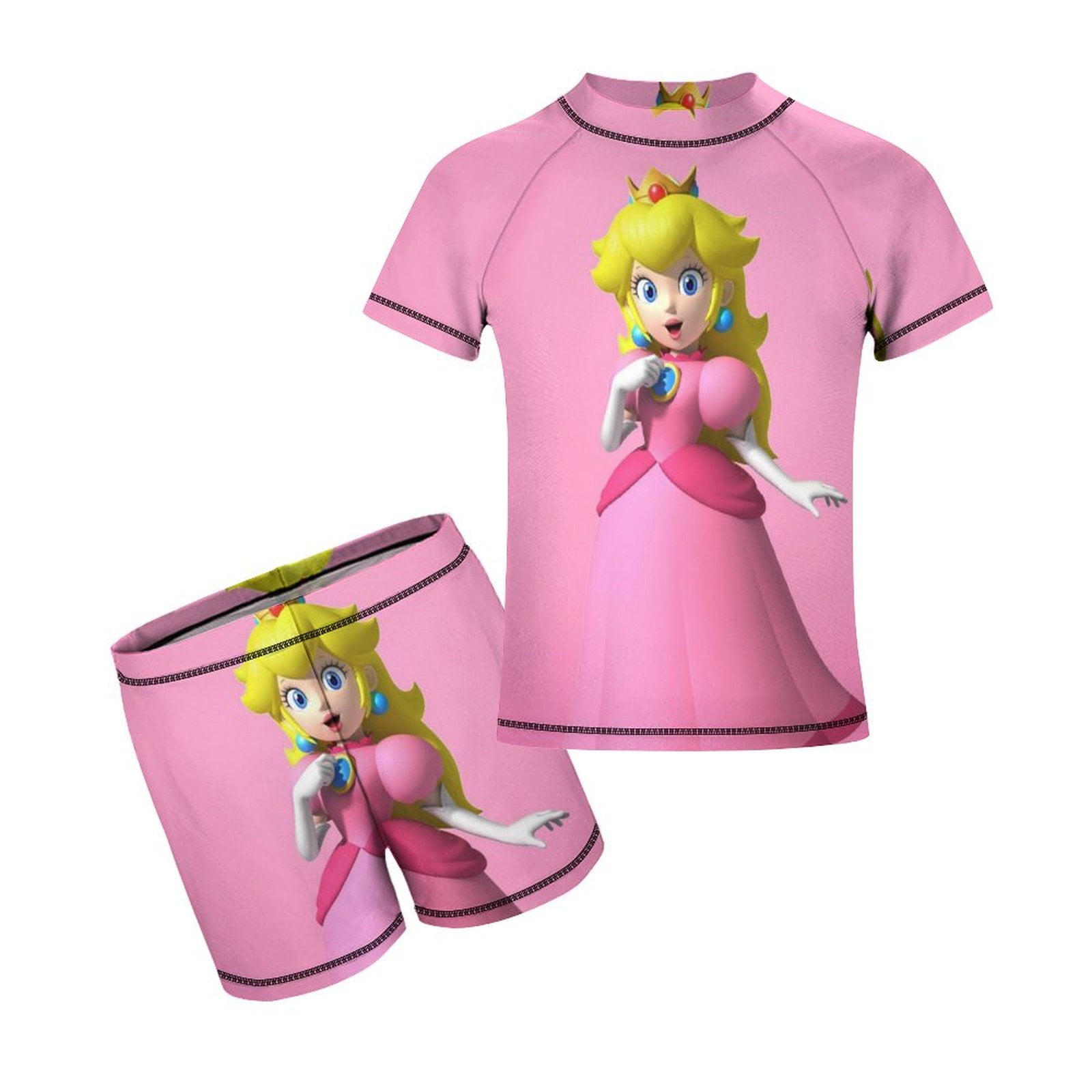 Mario Princess Peach Boys Two Piece Swimsuit Kids Swimwear Set Short ...