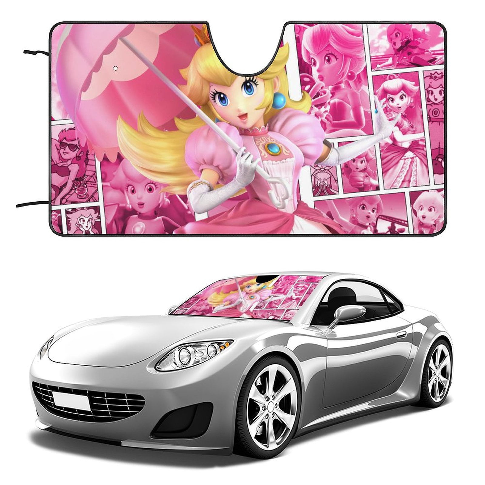 Mario Princess Peach Car Windshield Sun Shade, Foldable Sun Shade for ...