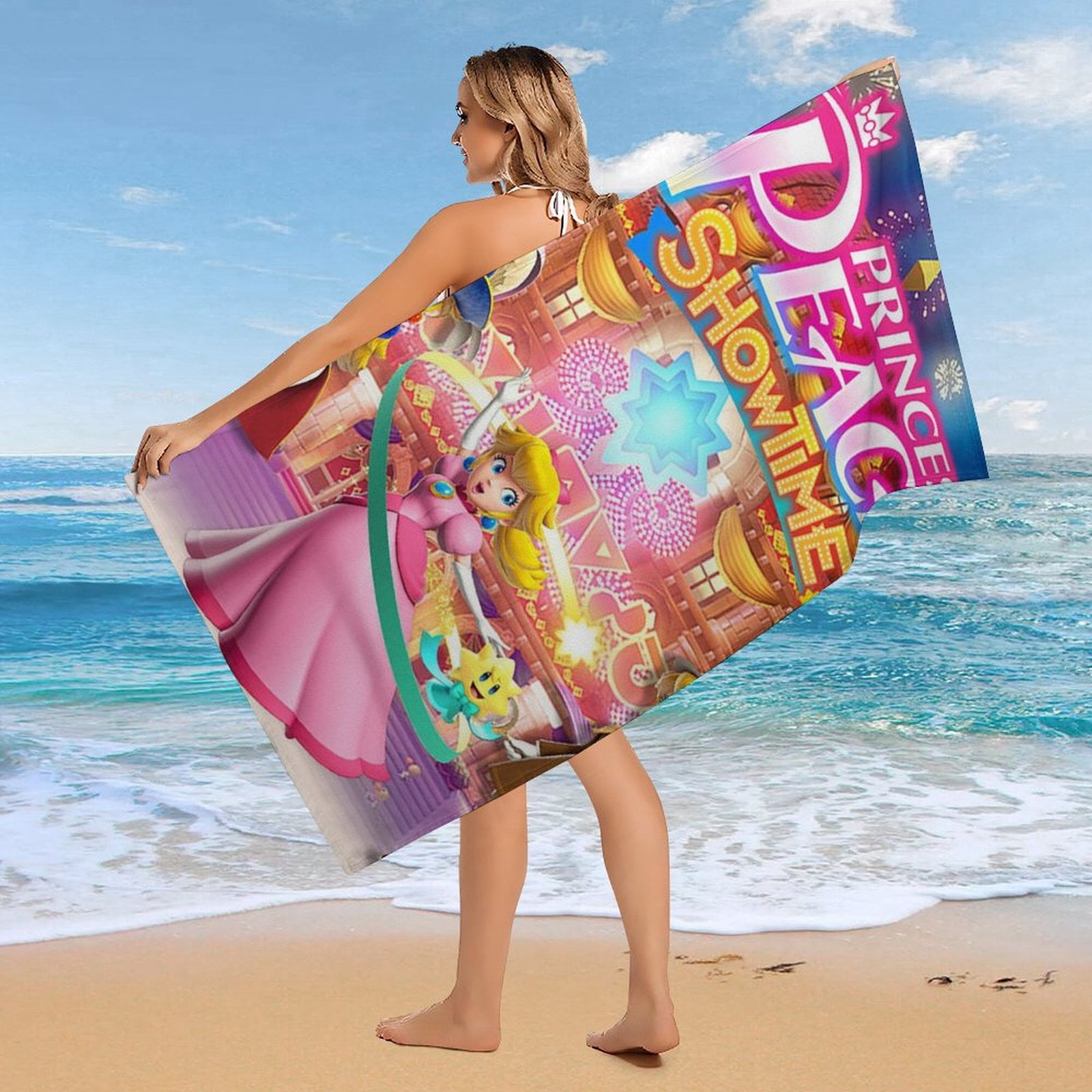 Mario Princess Peach Microfiber Beach Towel Oversized Lightweight Quick Dry Sand Free Large ...