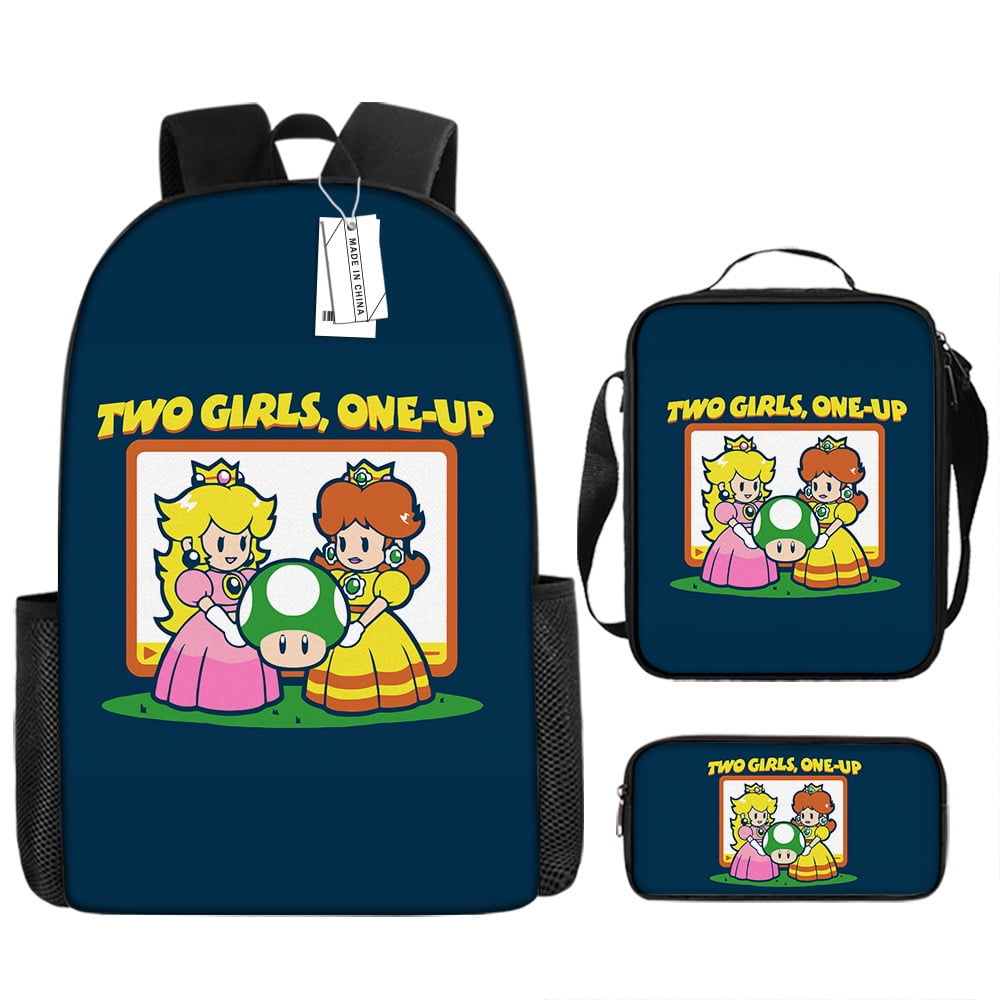 Mario Princess Peach Princess Student Backpack 3-Piece Set Mario ...