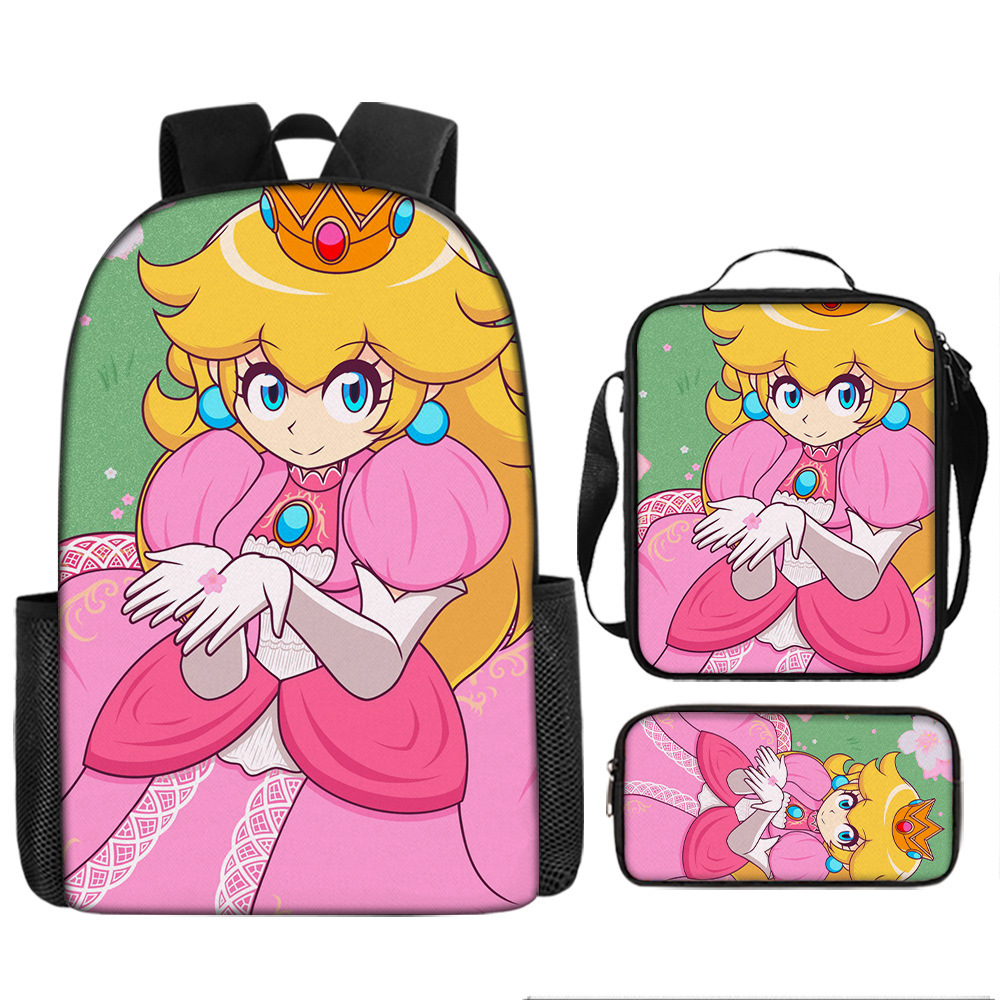 Mario Princess Peach Princess Student Backpack 3-Piece Set Mario ...