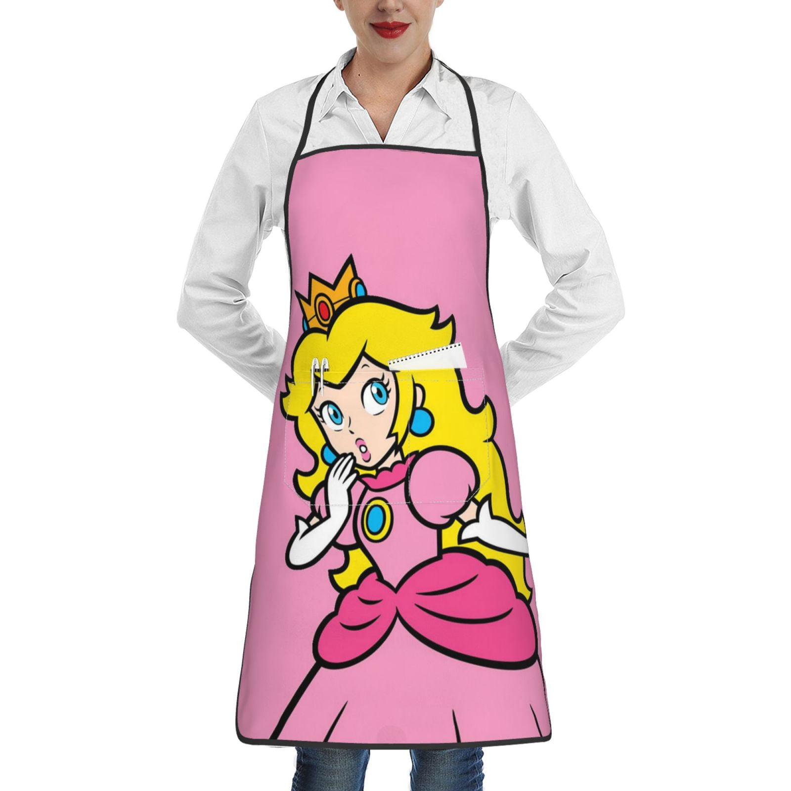 Mario Princess Peach Waterproof Cooking Aprons, Adjustable Bib Soft ...