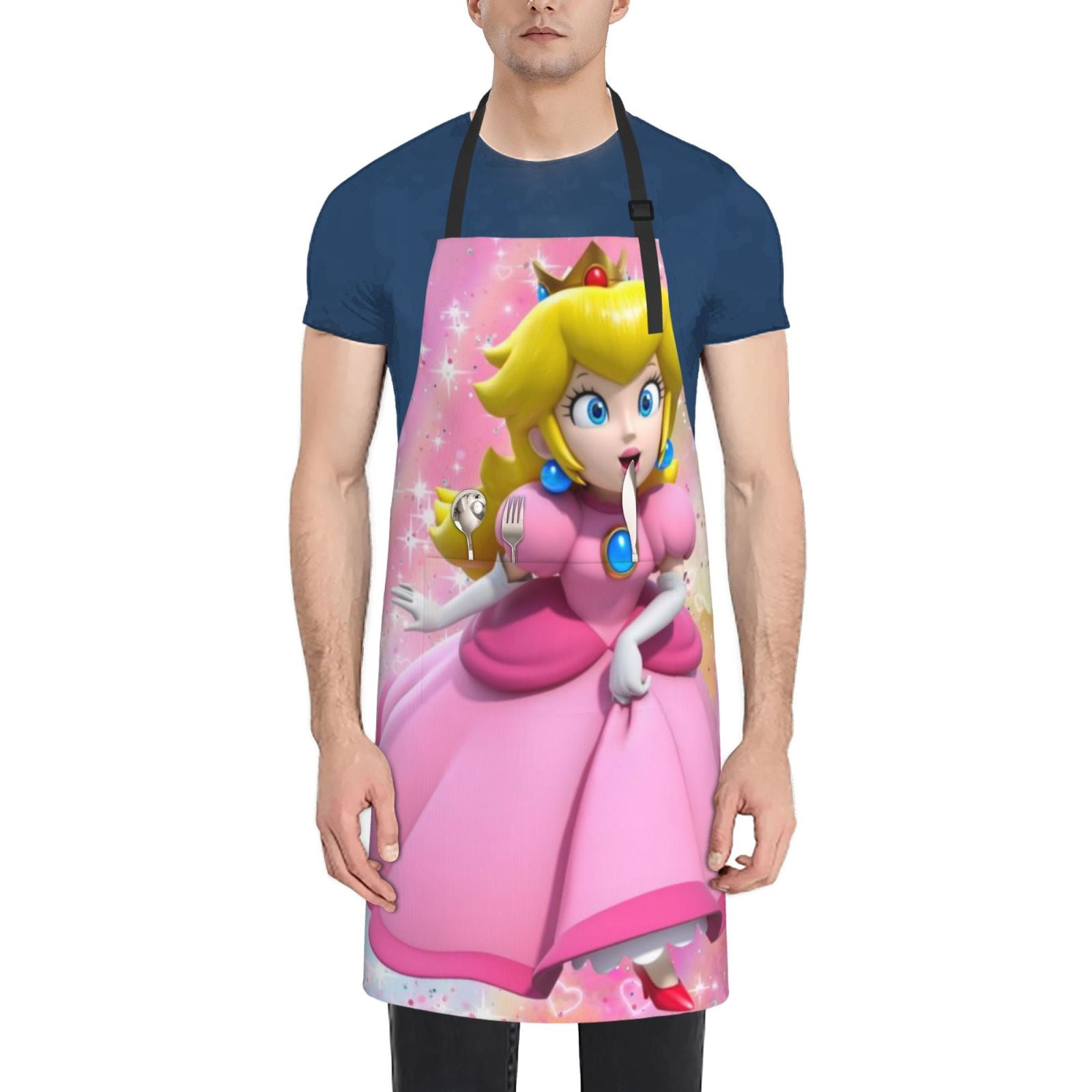 Mario Princess Peach Waterproof Cooking Aprons, Adjustable Bib Soft ...