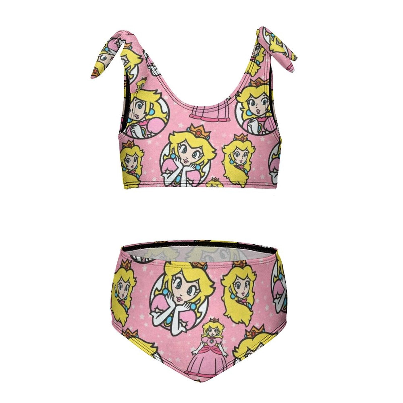 Mario Princess Peach swimsuit for Girl Cute Teen Girls 2 Piece High ...
