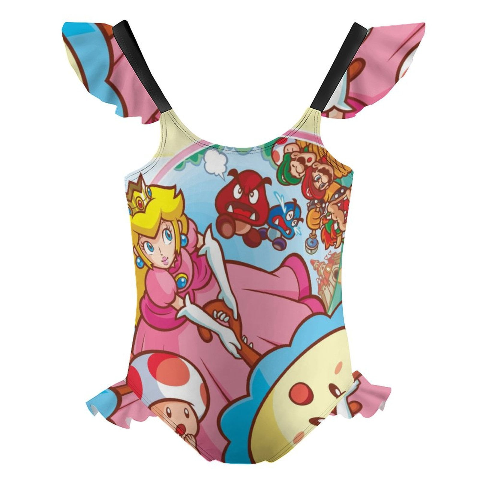 Mario Princess Peach swimsuit for Girl Cute Teen Girls One Piece Ruffle ...