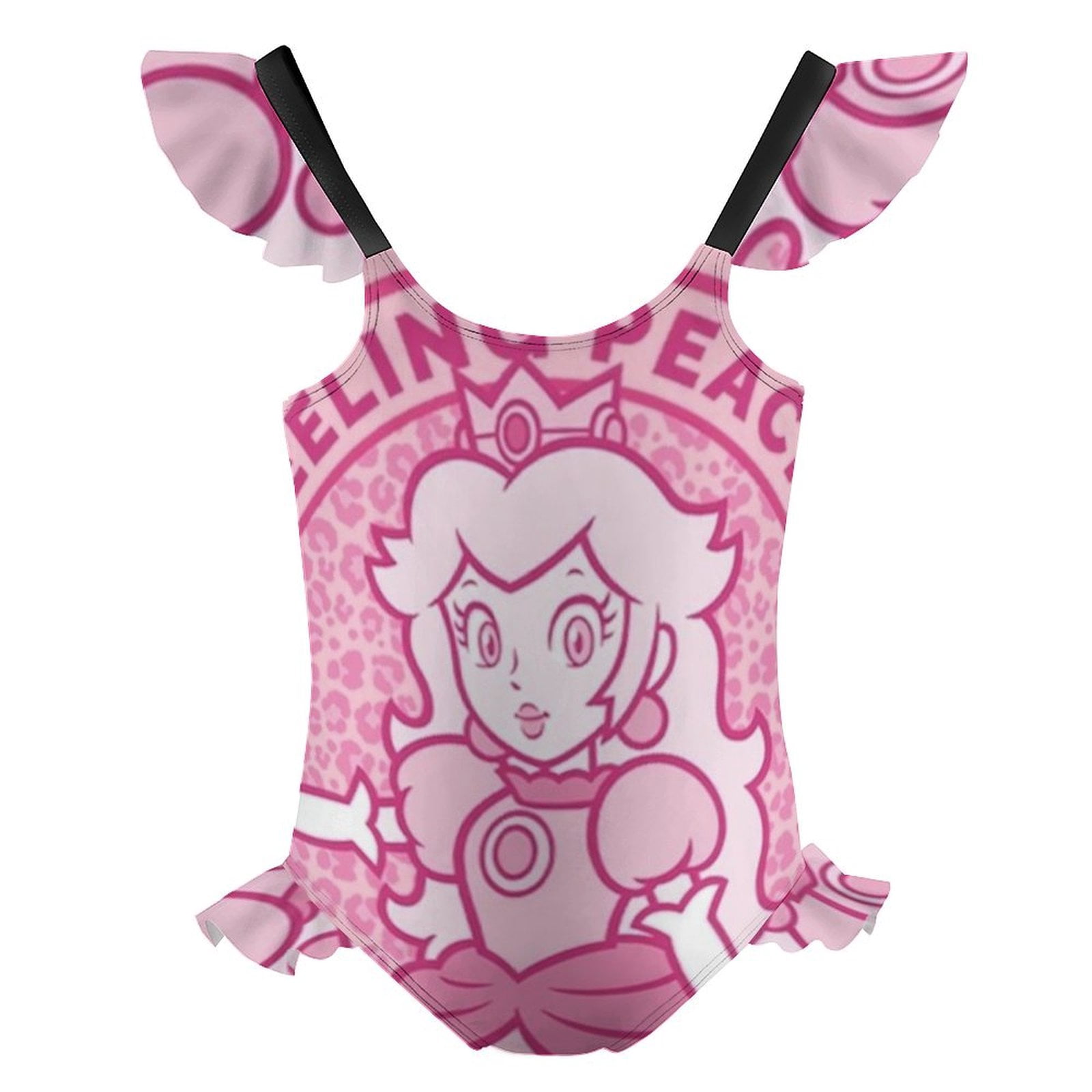 Mario Princess Peach swimsuit for Girl Cute Teen Girls One Piece Ruffle ...