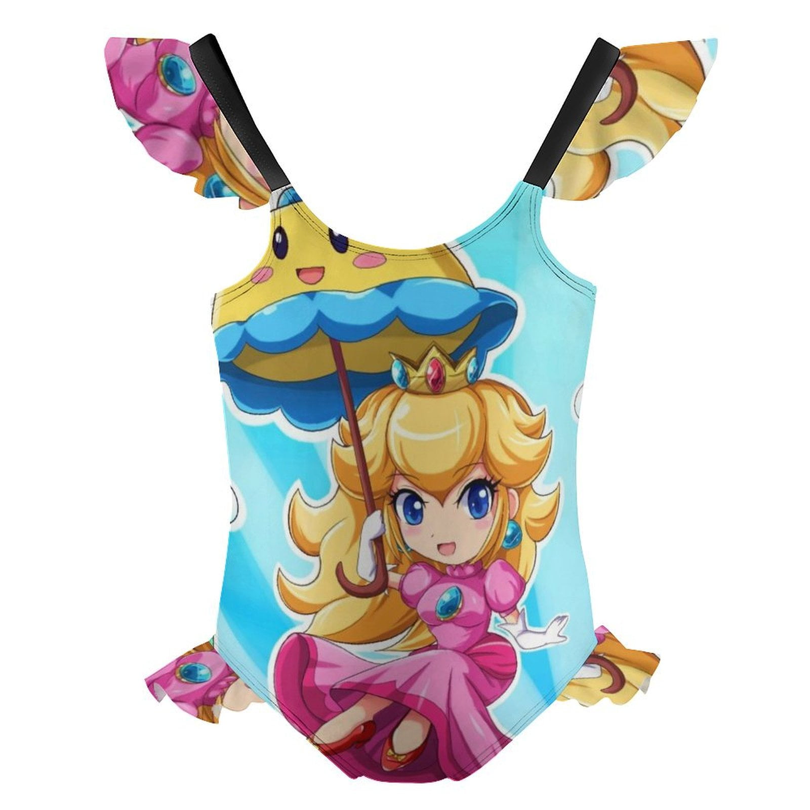 Mario Princess Peach swimsuit for Girl Cute Teen Girls One Piece Ruffle ...