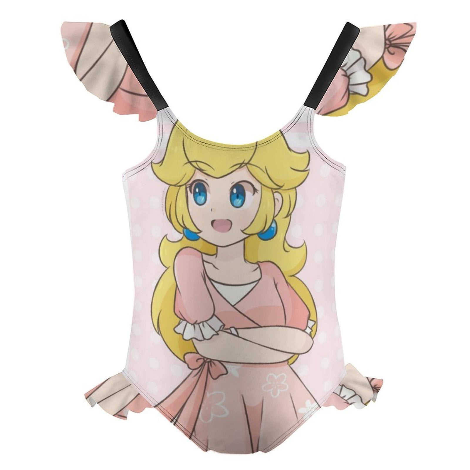 Mario Princess Peach swimsuit for Girl Cute Teen Girls One Piece Ruffle ...