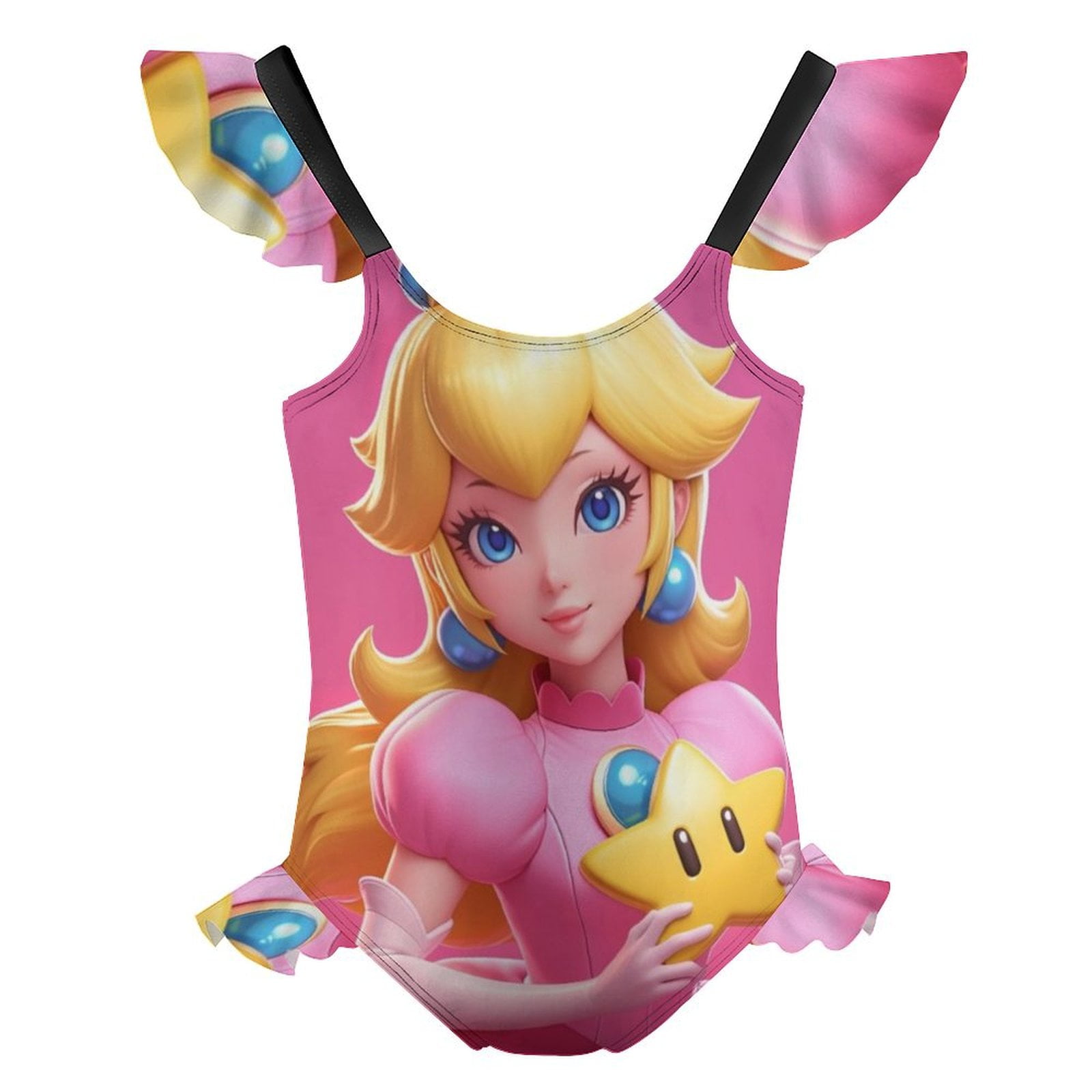 Mario Princess Peach swimsuit for Girl Cute Teen Girls One Piece Ruffle ...