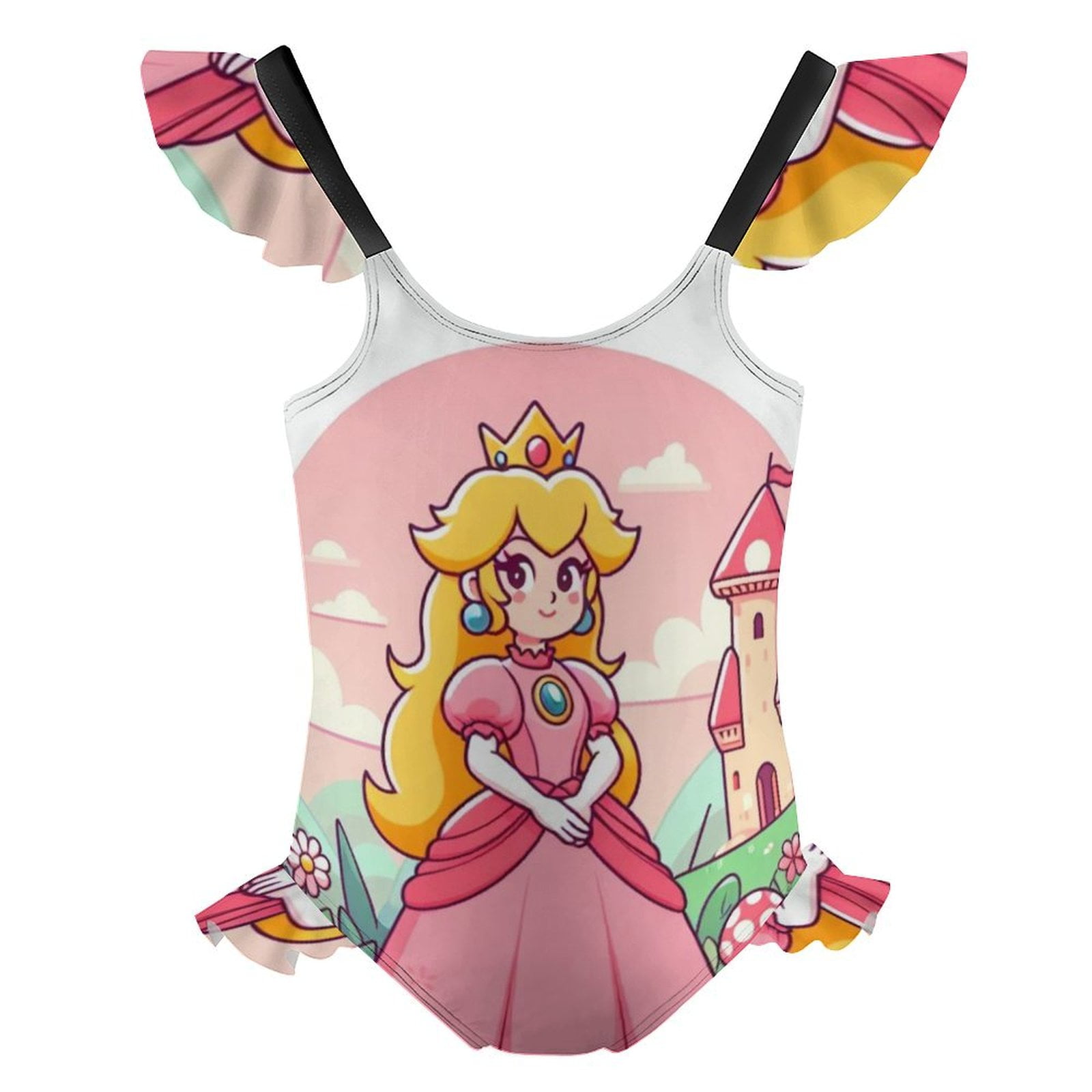 Mario Princess Peach swimsuit for Girl Cute Teen Girls One Piece Ruffle ...