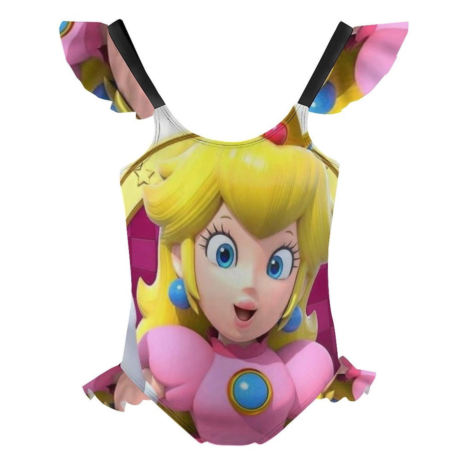 Mario Princess Peach swimsuit for Girl Cute Teen Girls One Piece Ruffle ...