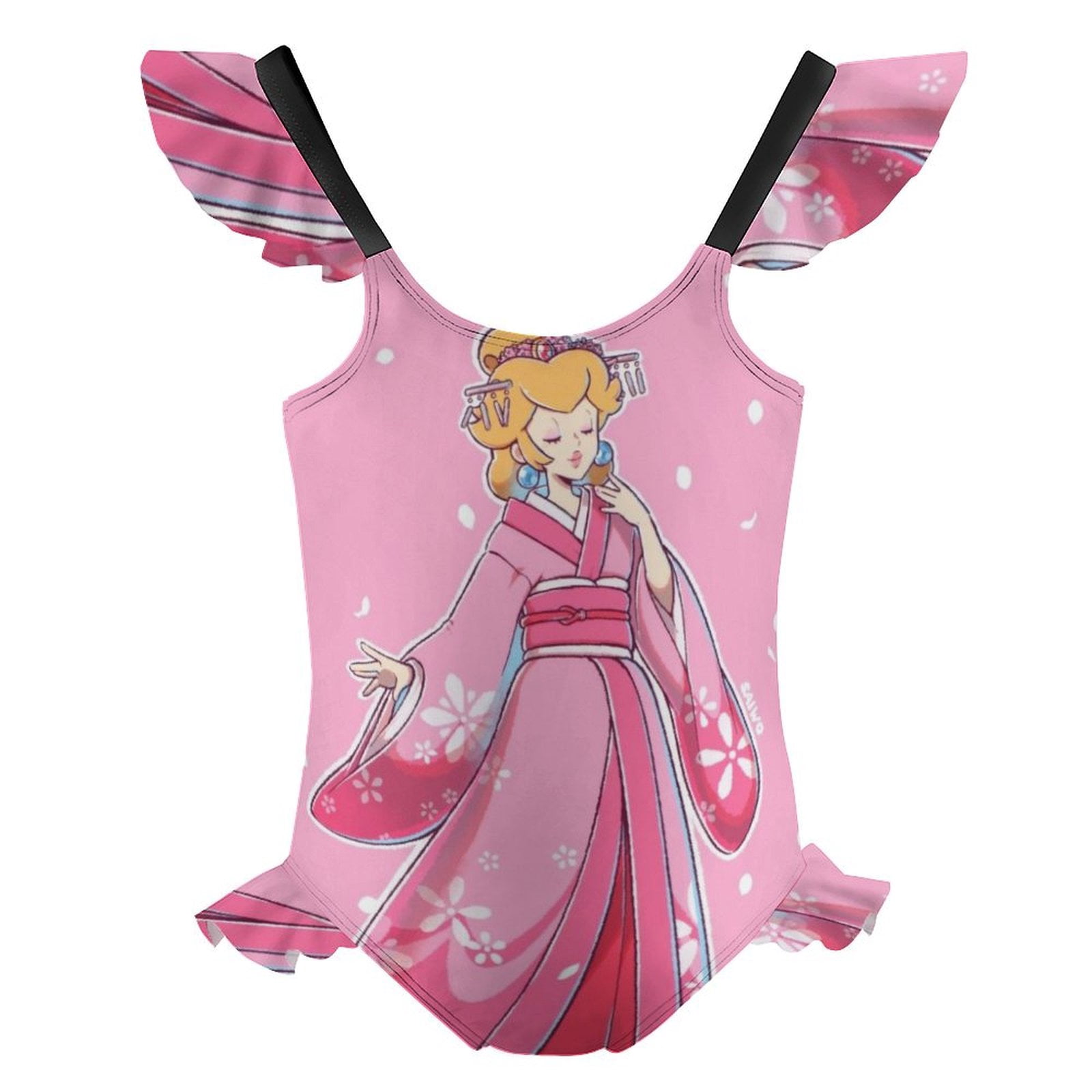 Mario Princess Peach swimsuit for Girl Cute Teen Girls One Piece Ruffle ...