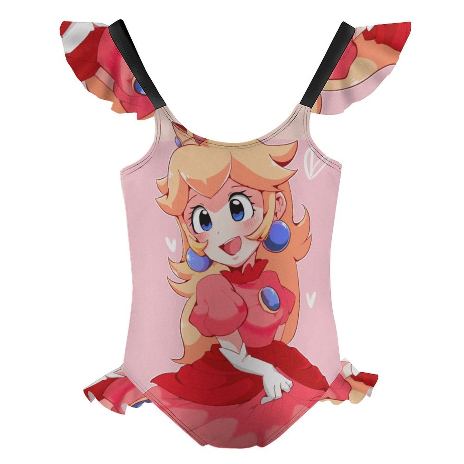 Mario Princess Peach swimsuit for Girl Cute Teen Girls One Piece Ruffle ...