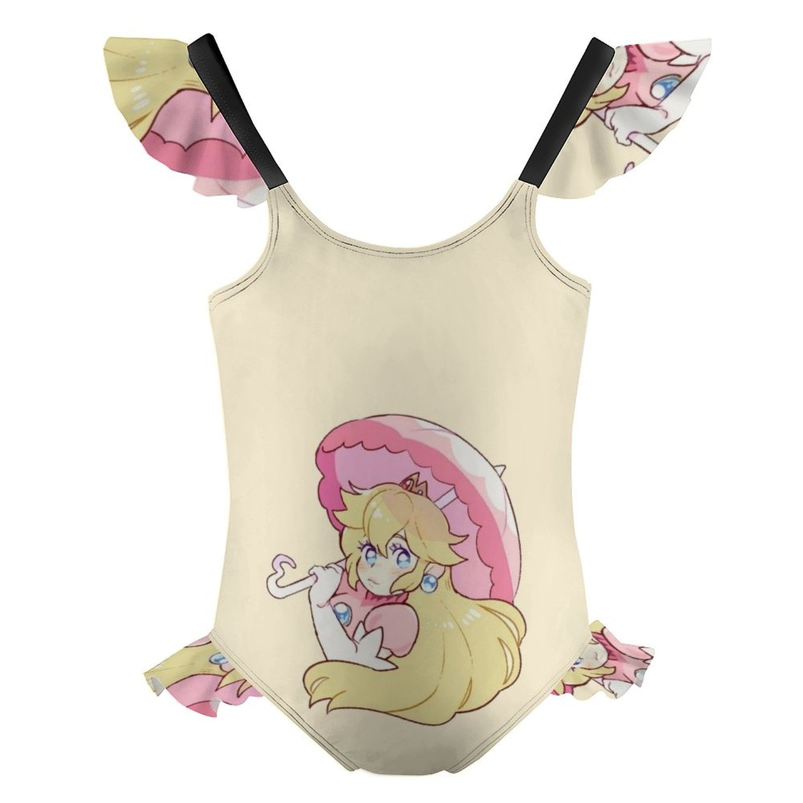 Mario Princess Peach swimsuit for Girl Cute Teen Girls One Piece Ruffle ...