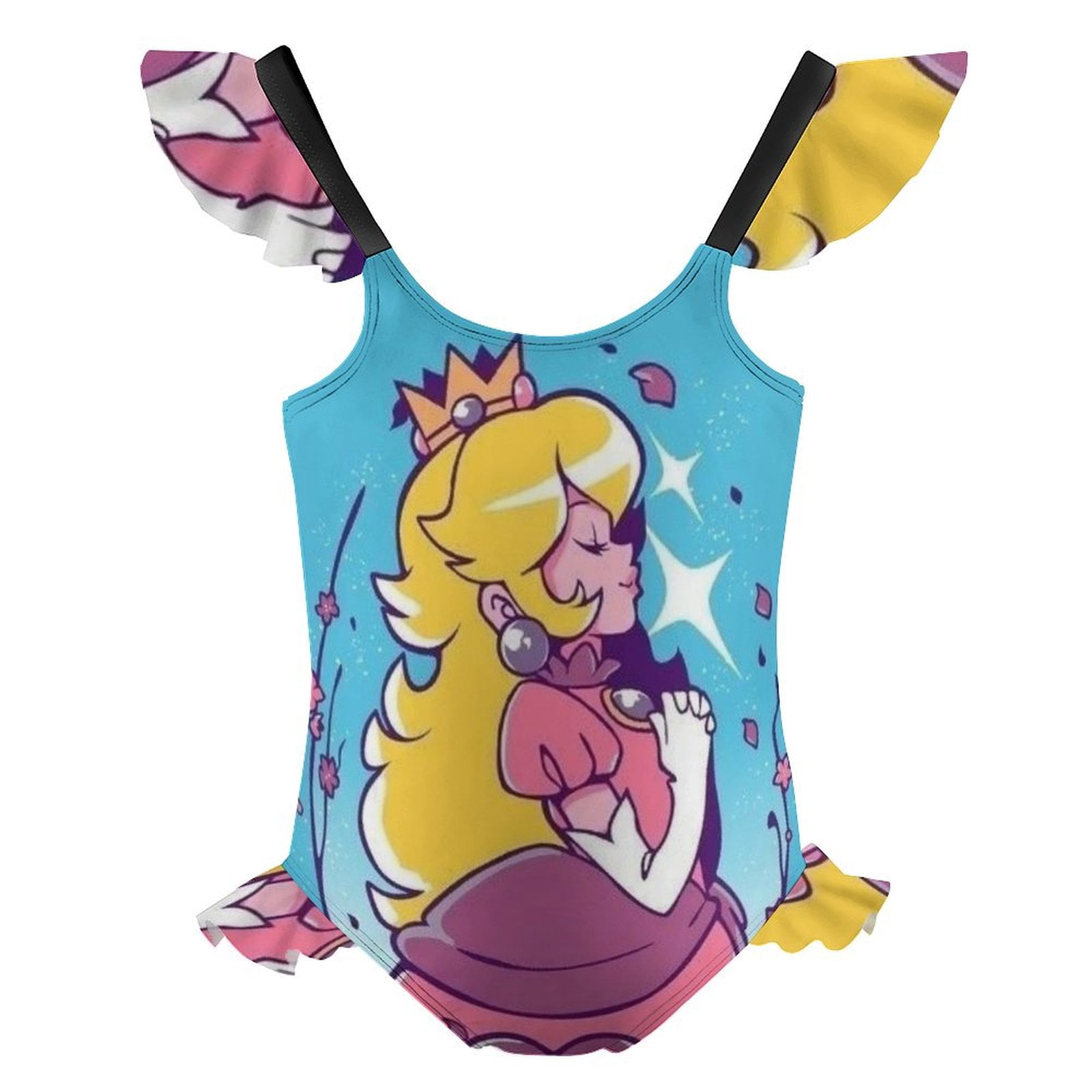 Mario Princess Peach swimsuit for Girl Cute Teen Girls One Piece Ruffle ...