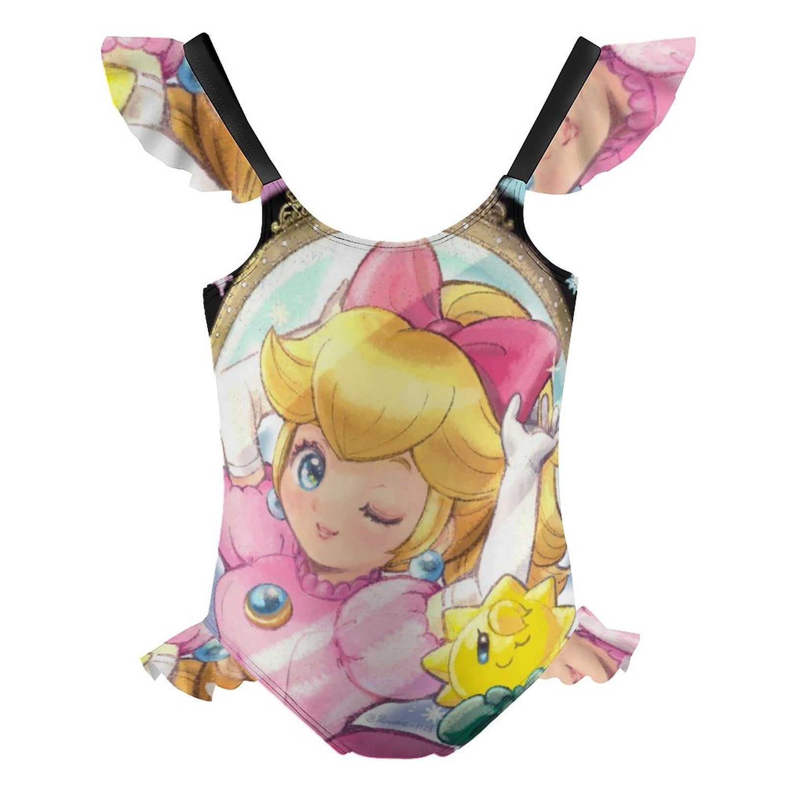 Mario Princess Peach swimsuit for Girl Cute Teen Girls One Piece Ruffle ...