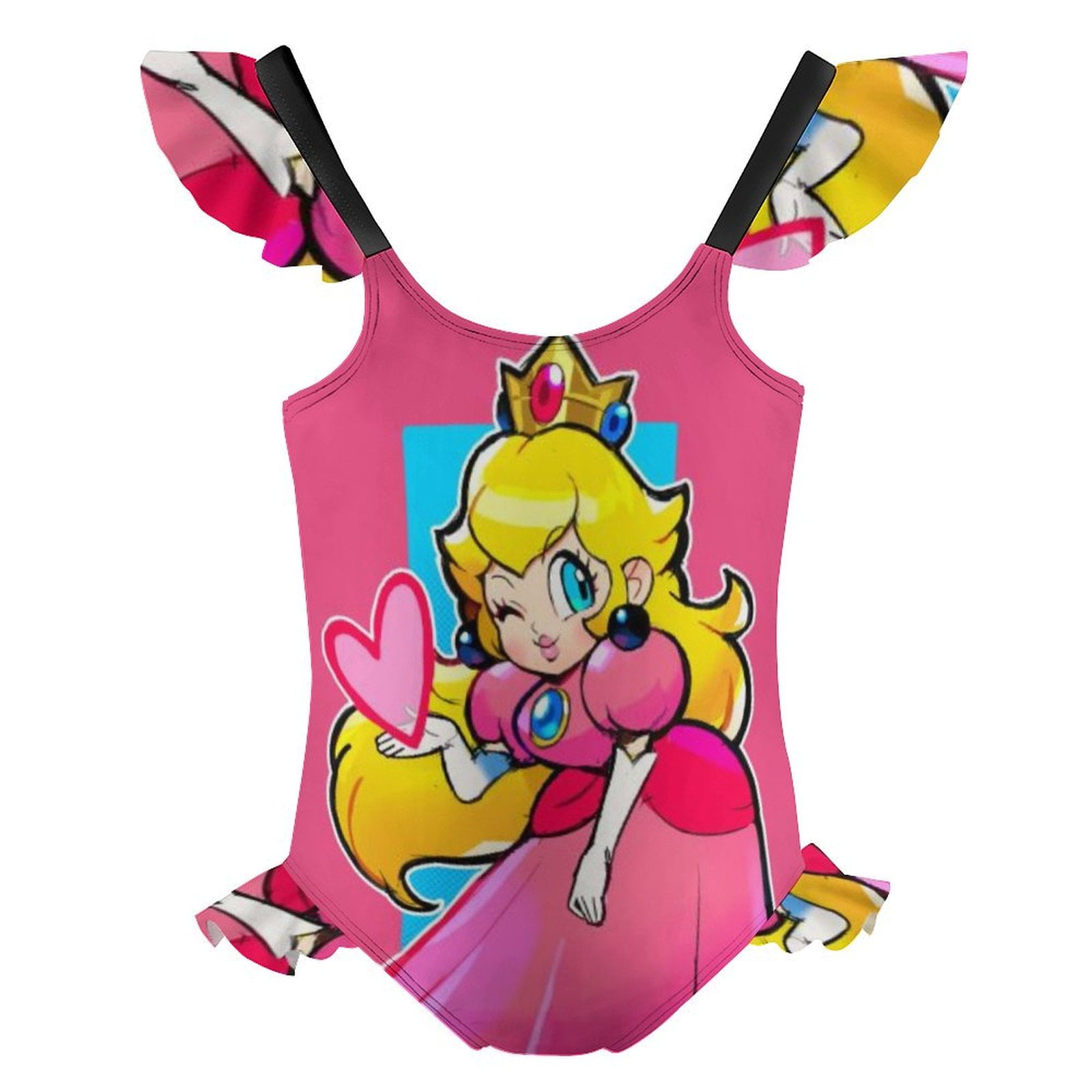 Mario Princess Peach swimsuit for Girl Cute Teen Girls One Piece Ruffle ...