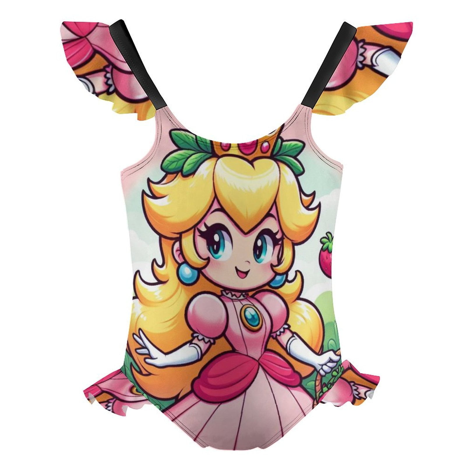 Mario Princess Peach swimsuit for Girl Cute Teen Girls One Piece Ruffle ...