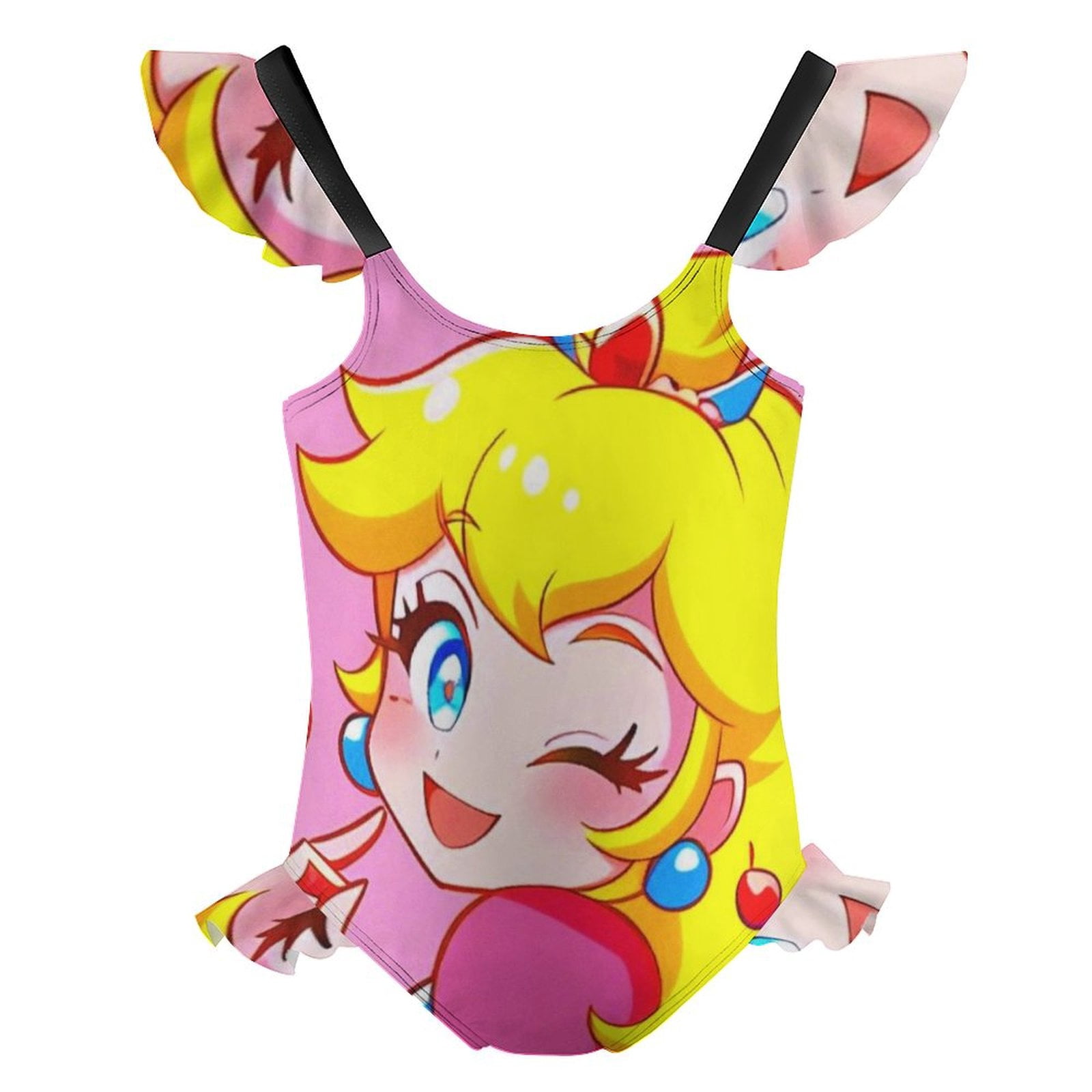 Mario Princess Peach swimsuit for Girl Cute Teen Girls One Piece Ruffle ...