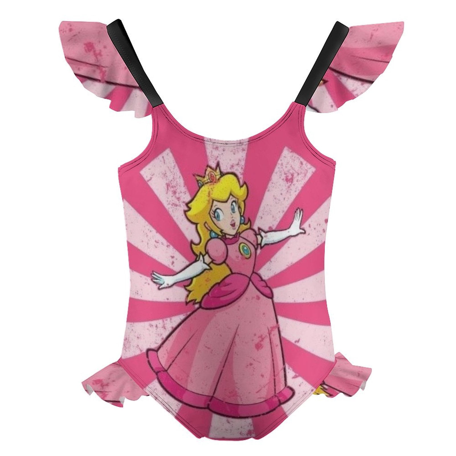 Mario Princess Peach swimsuit for Girl Cute Teen Girls One Piece Ruffle ...