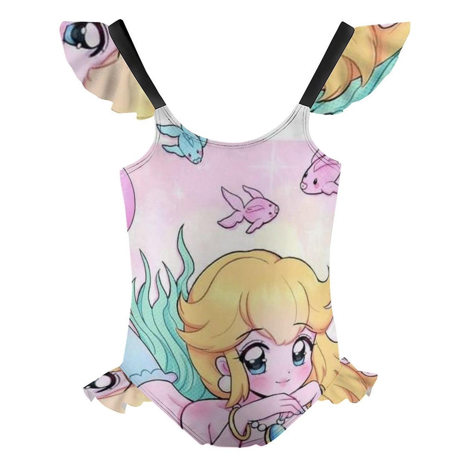 Mario Princess Peach swimsuit for Girl Cute Teen Girls One Piece Ruffle ...