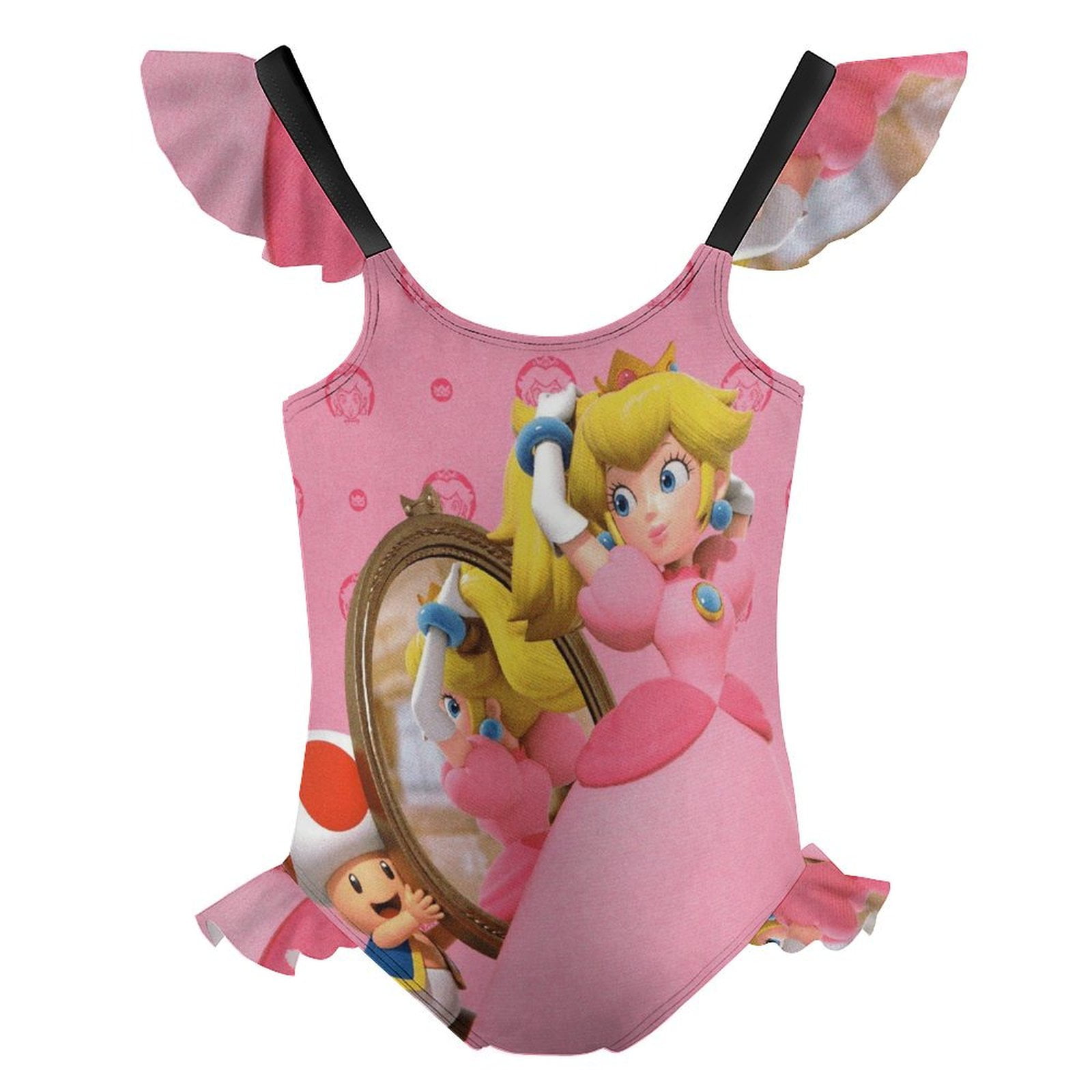 Mario Princess Peach swimsuit for Girl Cute Teen Girls One Piece Ruffle ...