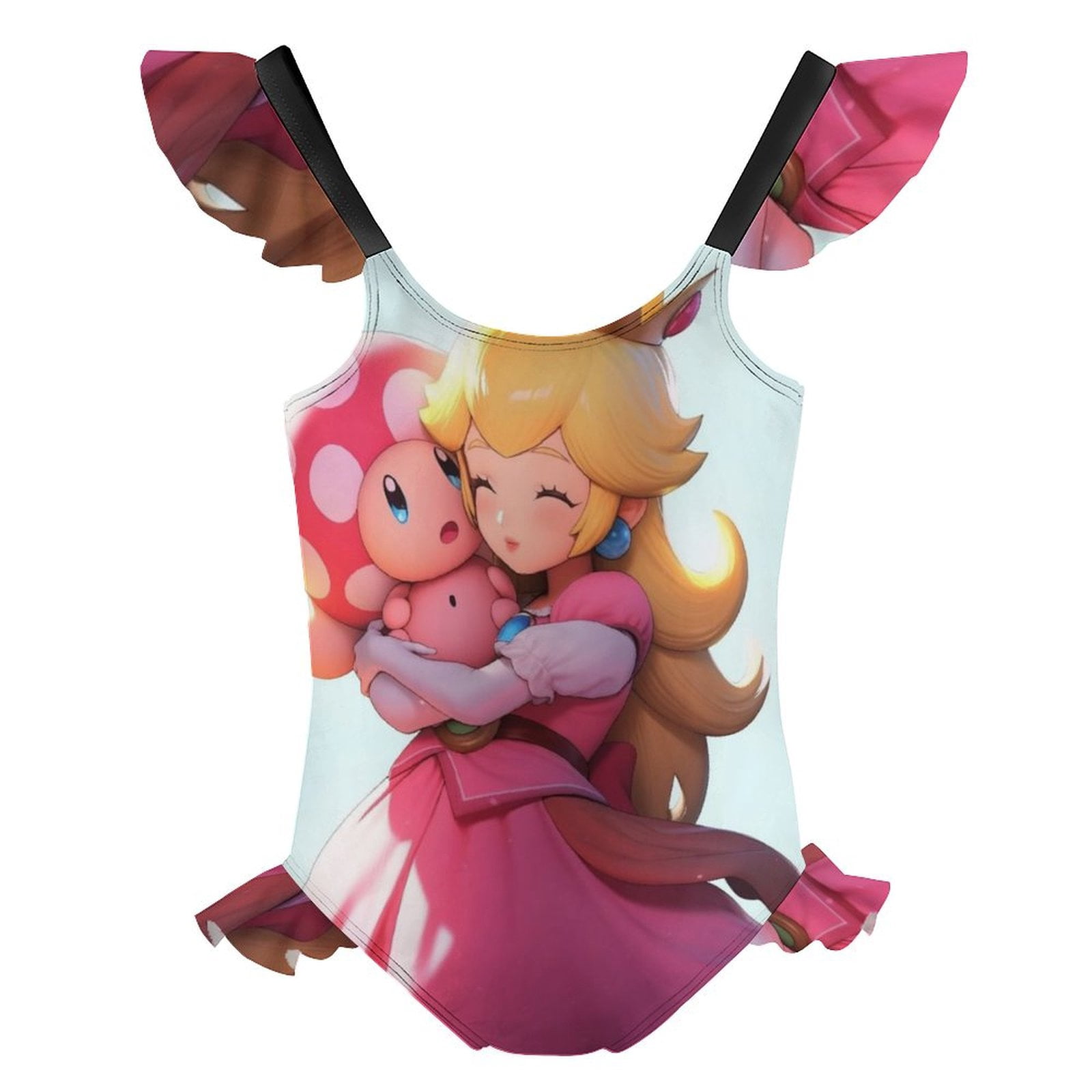 Mario Princess Peach swimsuit for Girl Cute Teen Girls One Piece Ruffle ...