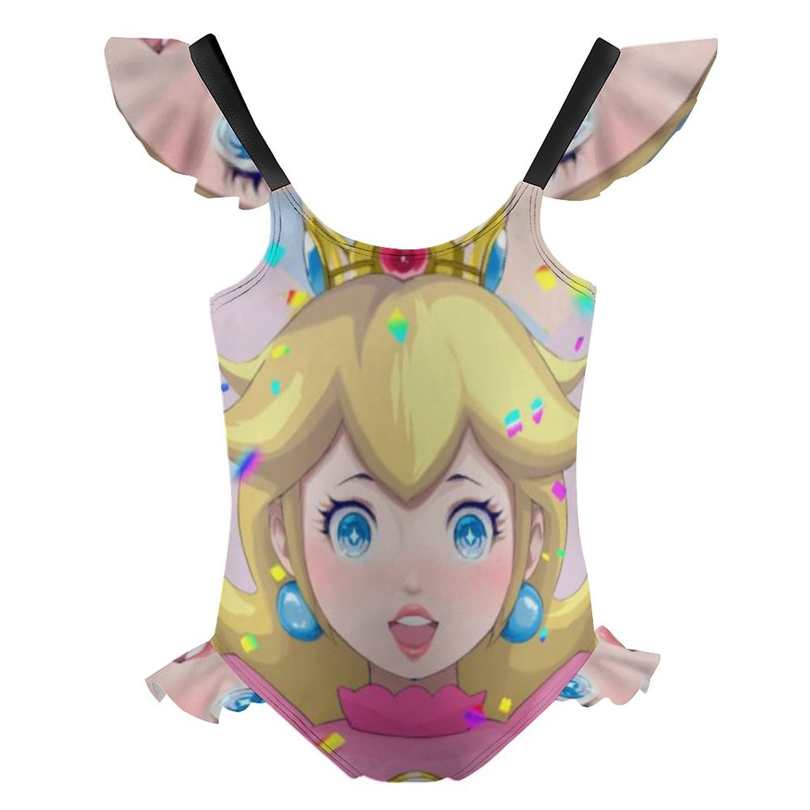 Mario Princess Peach swimsuit for Girl Cute Teen Girls One Piece Ruffle ...