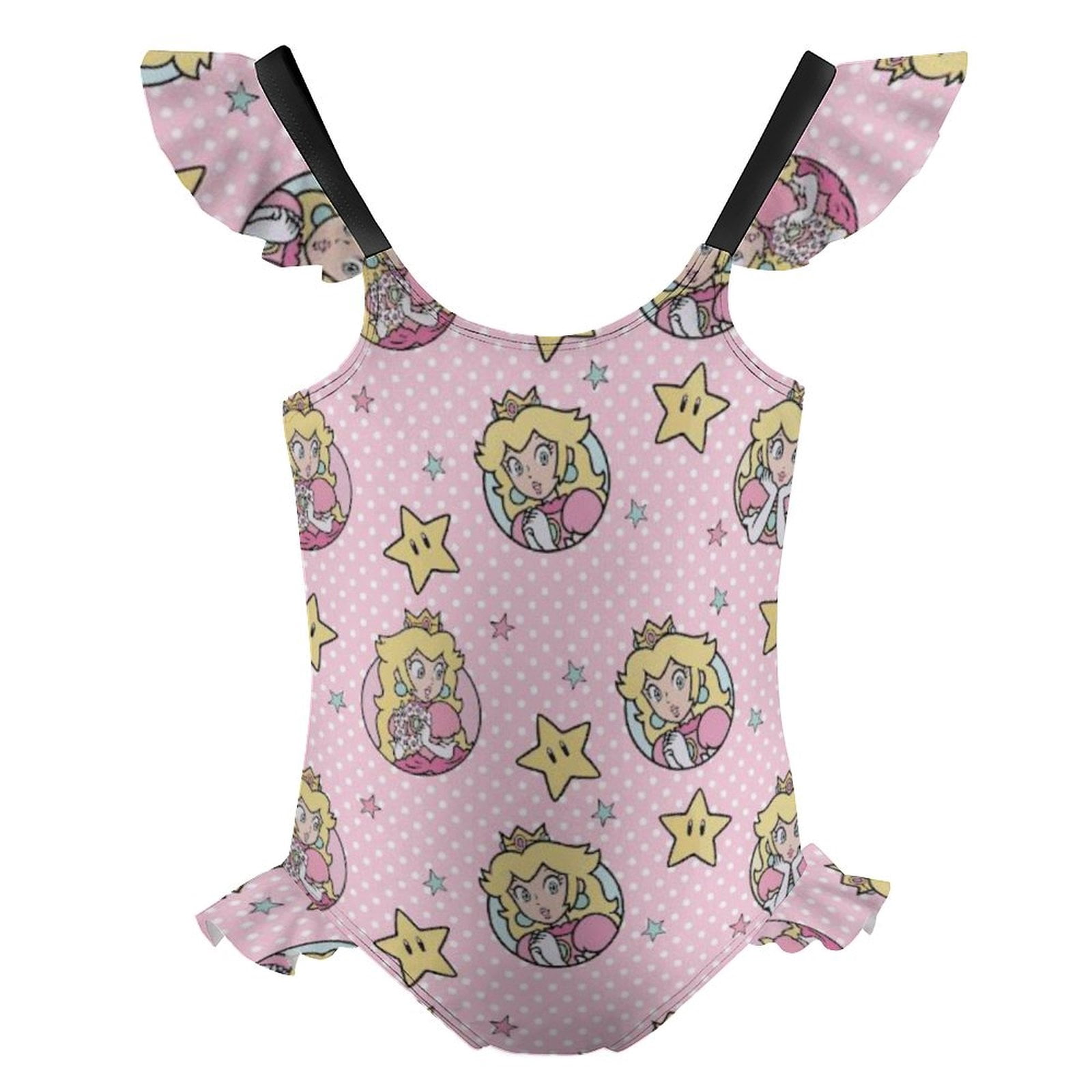Mario Princess Peach swimsuit for Girl Cute Teen Girls One Piece Ruffle ...