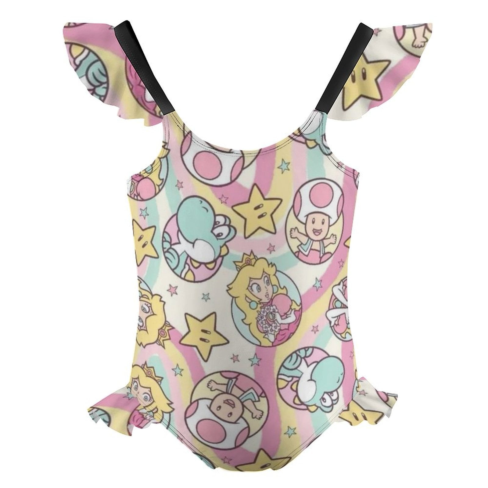 Mario Princess Peach swimsuit for Girl Cute Teen Girls One Piece Ruffle ...
