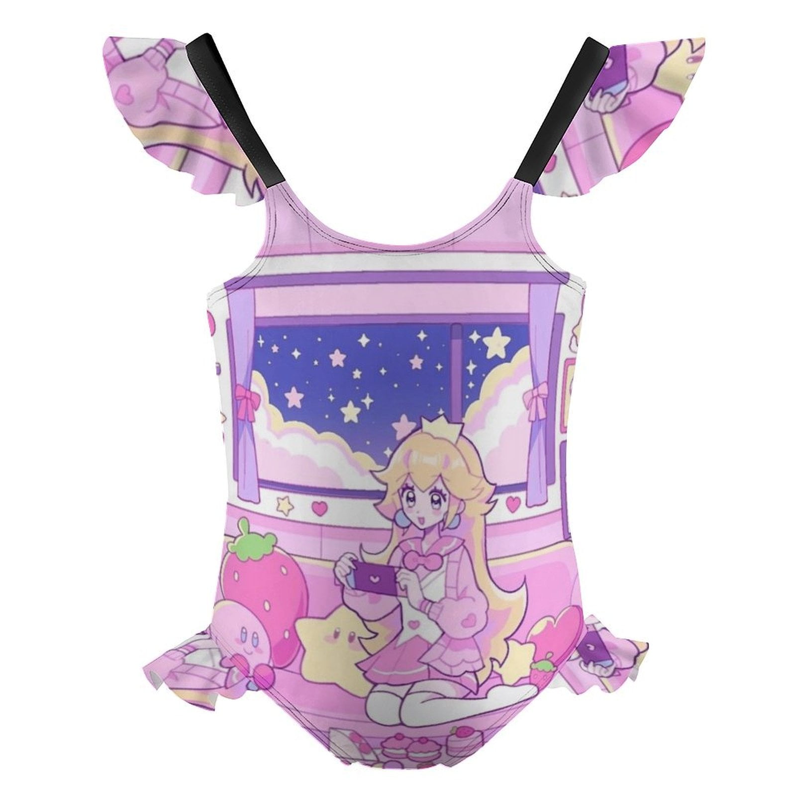 Mario Princess Peach swimsuit for Girl Cute Teen Girls One Piece Ruffle ...