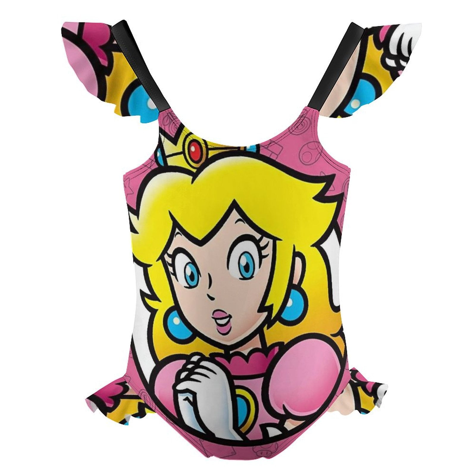 Mario Princess Peach swimsuit for Girl Cute Teen Girls One Piece Ruffle ...