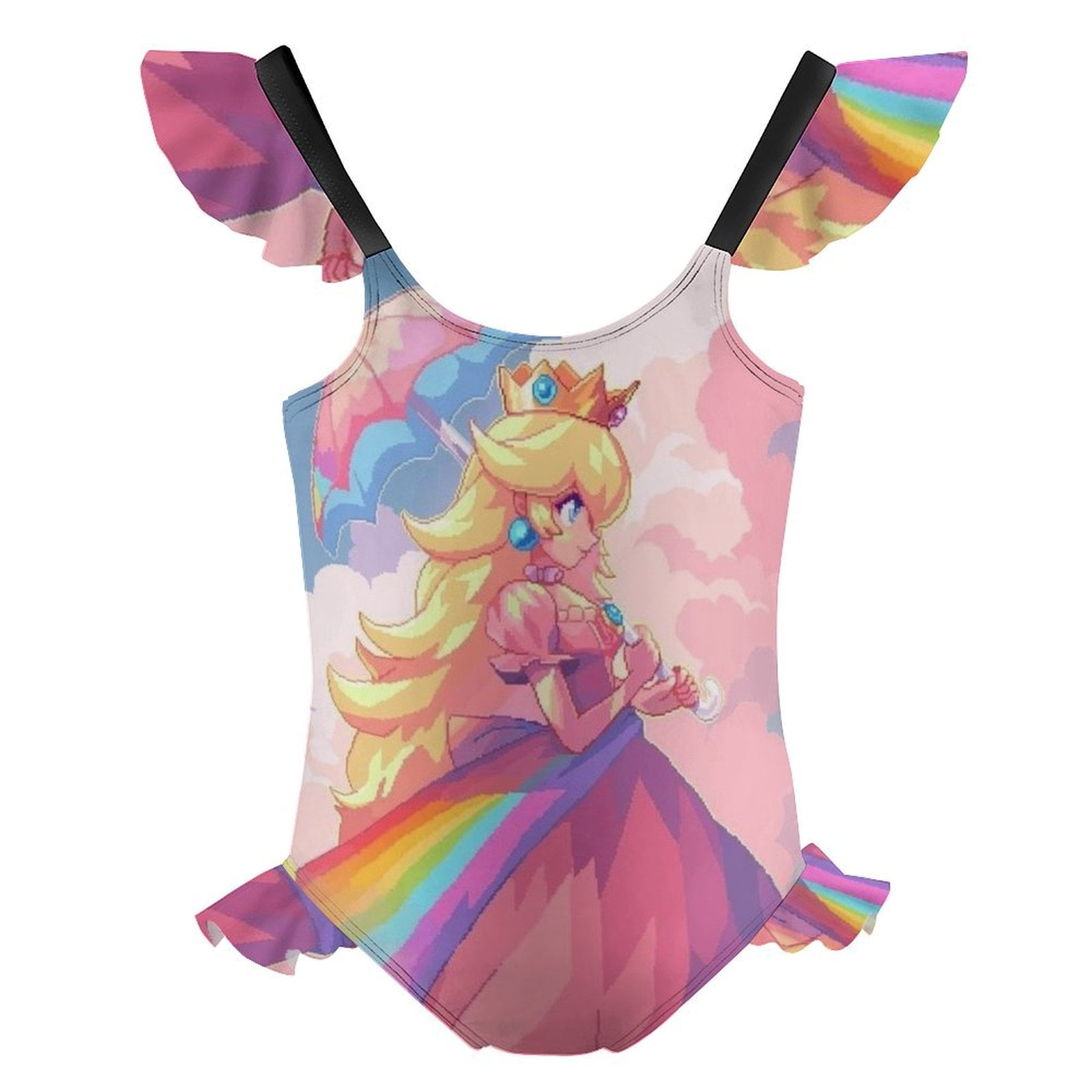 Mario Princess Peach swimsuit for Girl Cute Teen Girls One Piece Ruffle ...