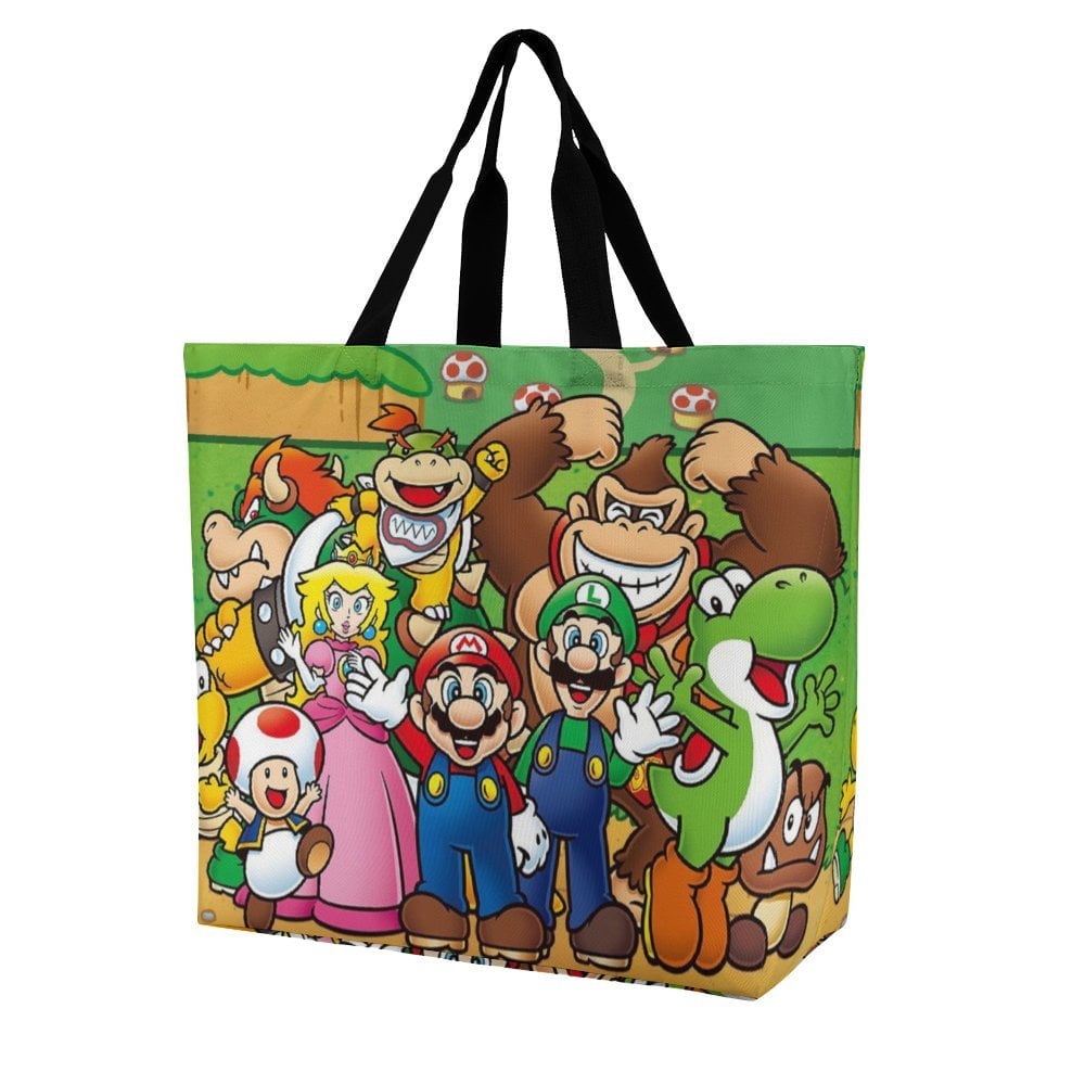 Mario Print Bag Shoulder Shopping Bag Canvas Tote Bag Large Grocery Bag ...