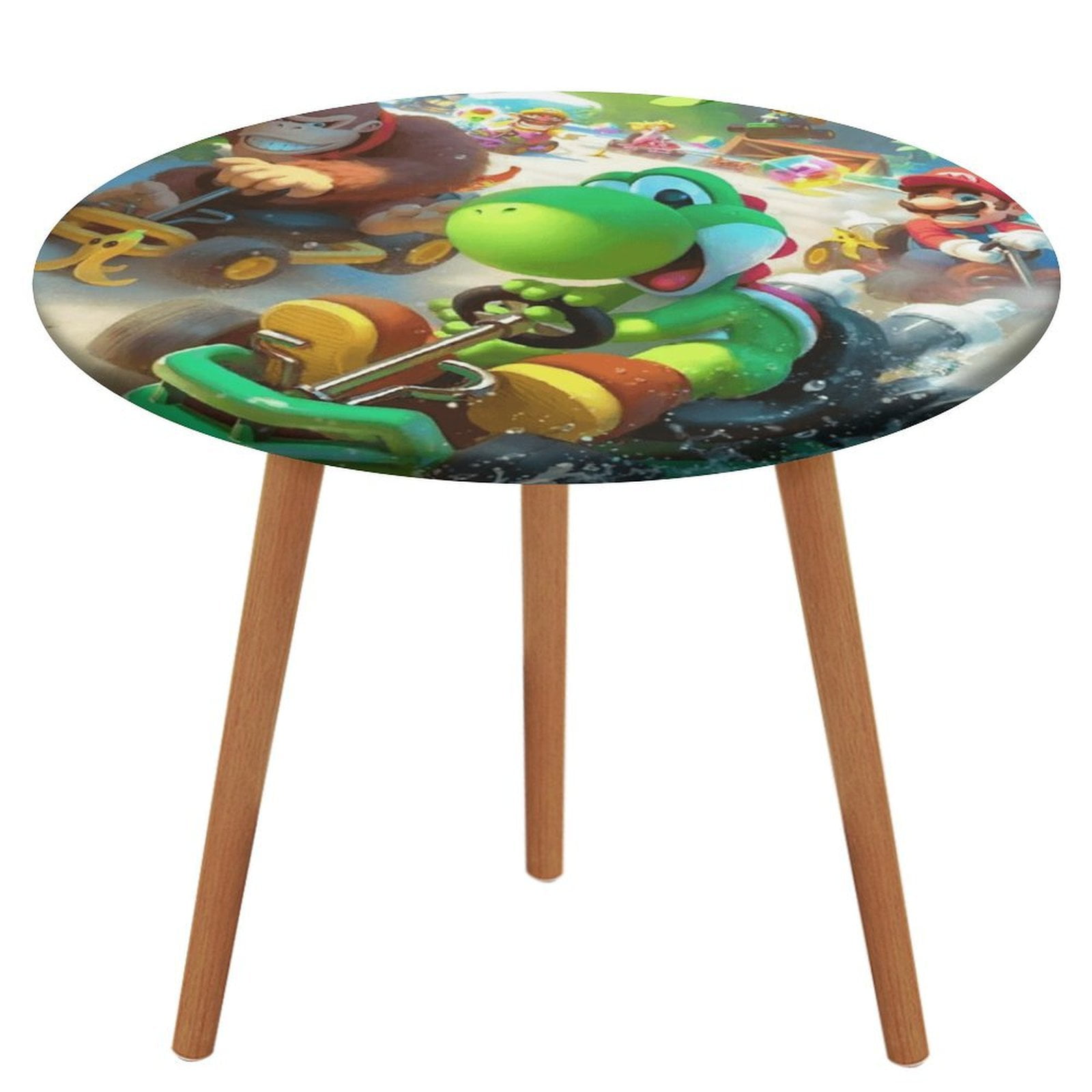 Mario Round Fitted Tablecloth with Elastic Edge,Water-Resistant Picnic ...