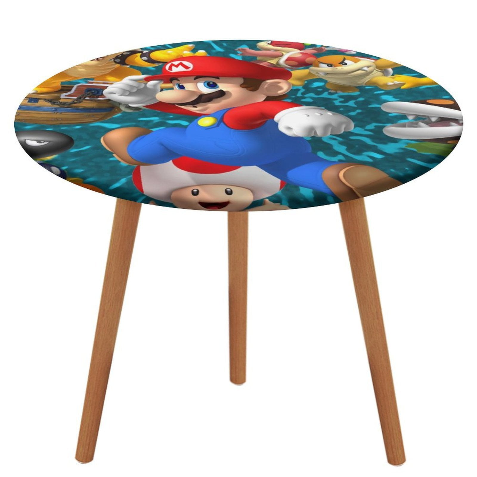 Mario Round Fitted Tablecloth with Elastic Edge,Water-Resistant Picnic ...