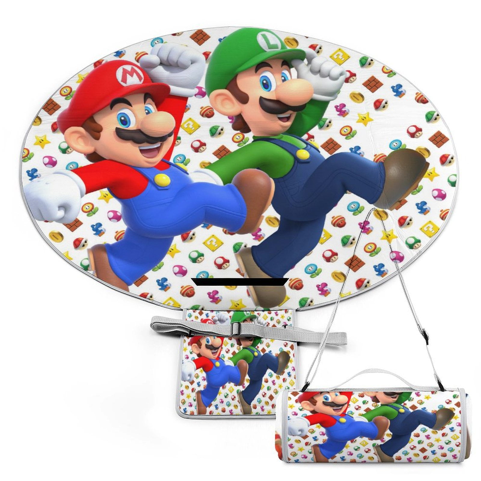Mario Round Picnic Blanket Portable Large Outdoor Foldable Picnic Mat ...