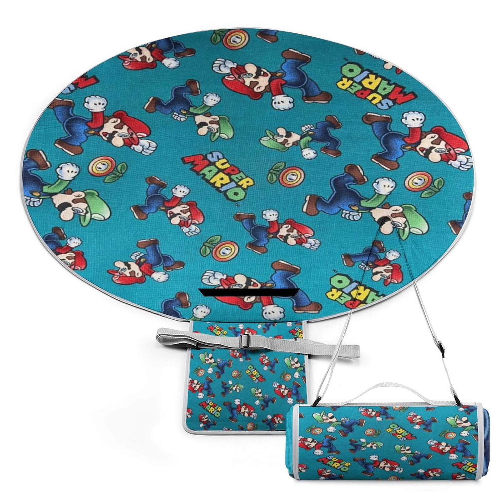 Mario Round Picnic Blanket Portable Large Outdoor Foldable Picnic Mat ...