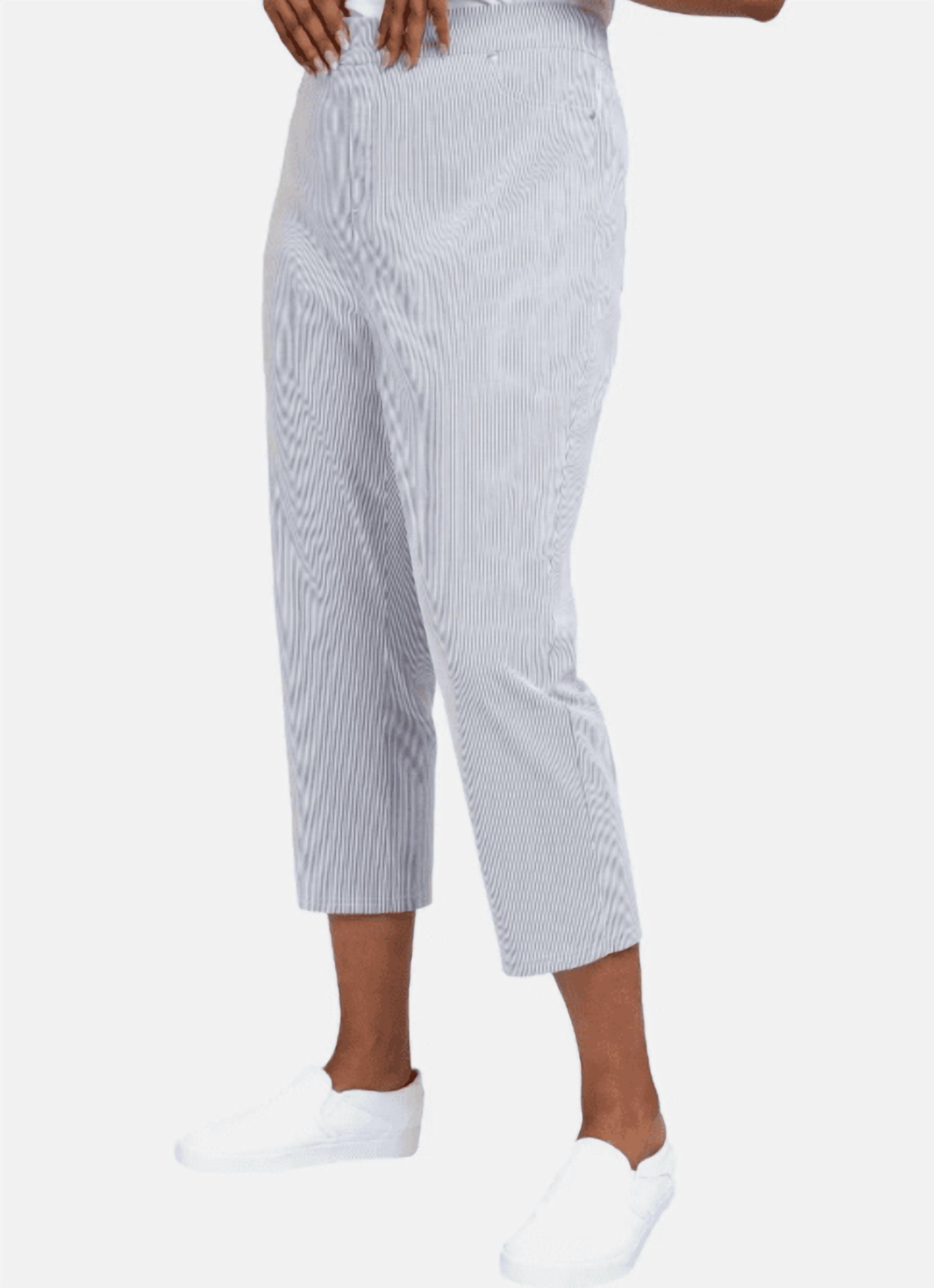 Mario Serrani Women's Comfort Stretch Capri Pants Navy/Ivory Small ...