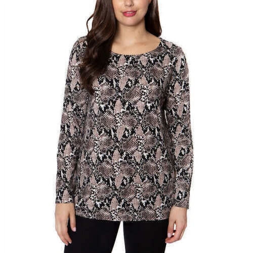 Mario Serrani Womens Long Sleeve Crew Neck Top Brown Leopard Size: M ...