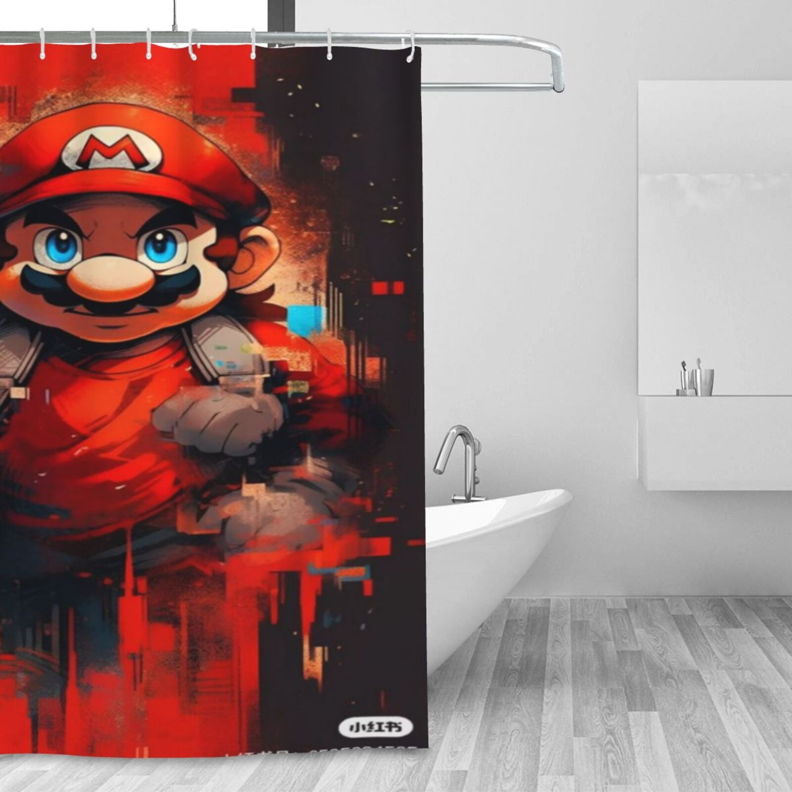 Mario Shower Curtains With Hooks, Waterproof Bath Curtain For Shower ...
