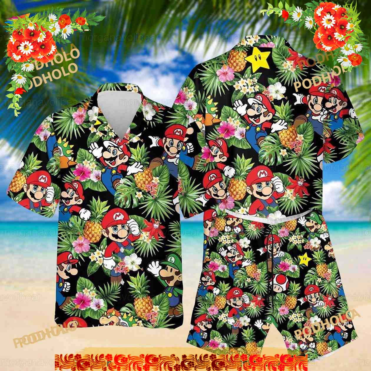 Mario Super Mario Hawaiian Shirt, Mario Hawaii Aloha Shirt - Walmart.com