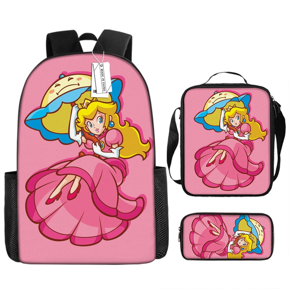 Mario Super Mario Princess Peach Princess Student Backpack Shoulder Bag ...