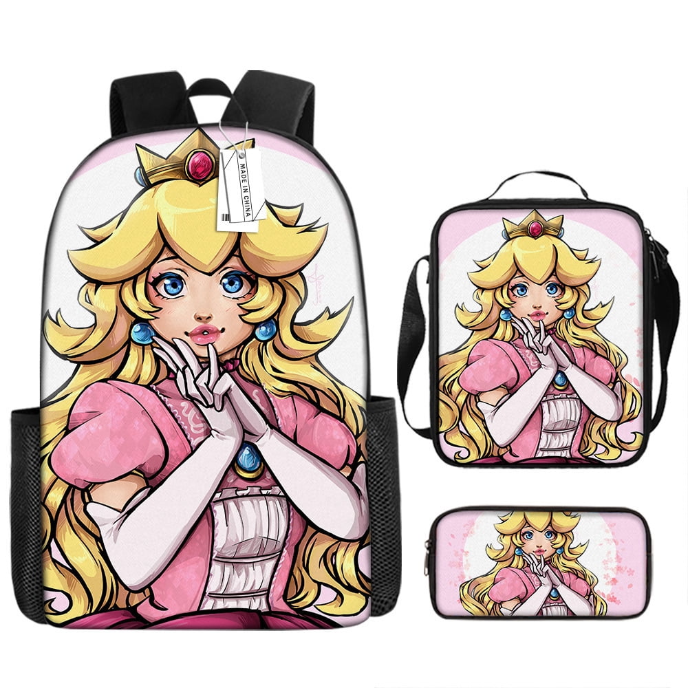 Mario Super Mario Princess Peach Princess Student Backpack Shoulder Bag ...