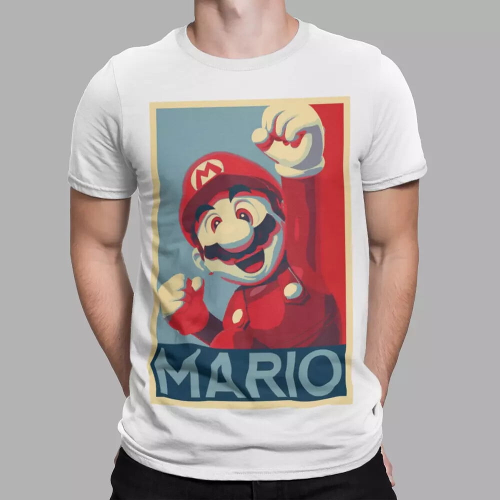 Mario T-Shirt Gamer Tee Player One Retro 70s 80s Console Kid Plumber ...