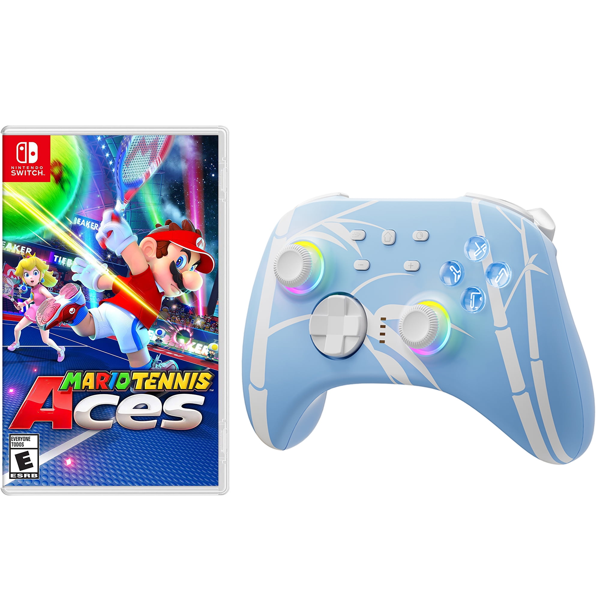 Mario Tennis Aces Game Disc and Upgraded Switch Pro Controller for ...