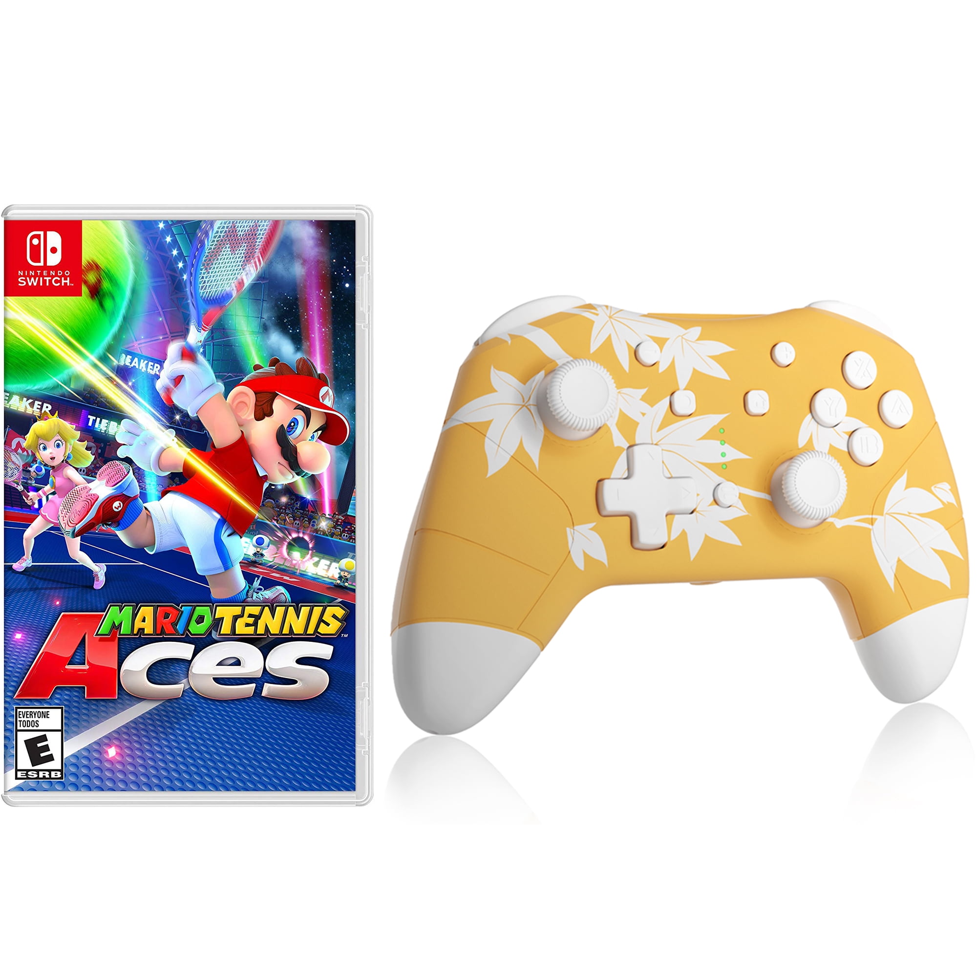Mario Tennis Aces Game Disc and Upgraded Wireless Switch Pro Controller ...